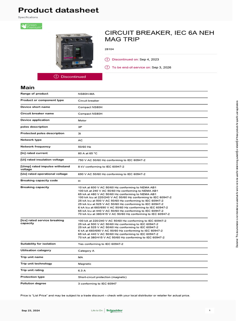 Schneider Electric - Compact-NS80H-MA - 28104 | PDF
