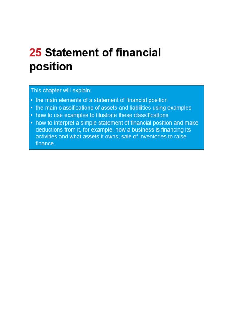Chapter 25 Statement of Financial Position | PDF