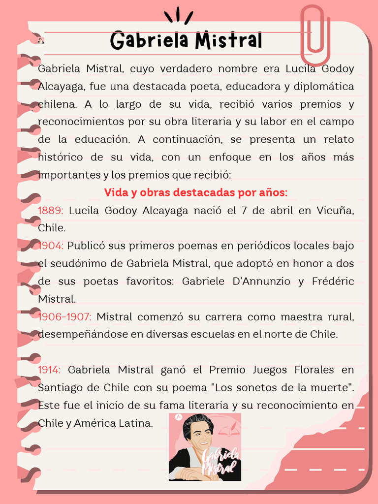 Biografia Gabriela Mistral | PDF