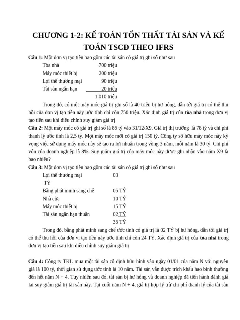 CHƯƠNG 3 - BÀI TẬP KTTC2 | PDF