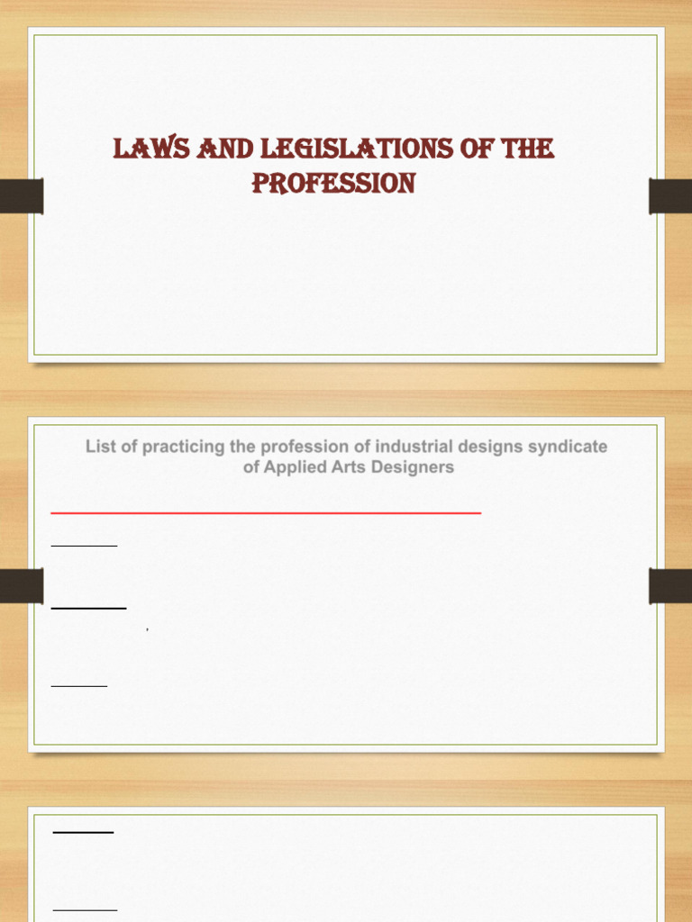 Laws and Legislations of The Profession Lec | PDF