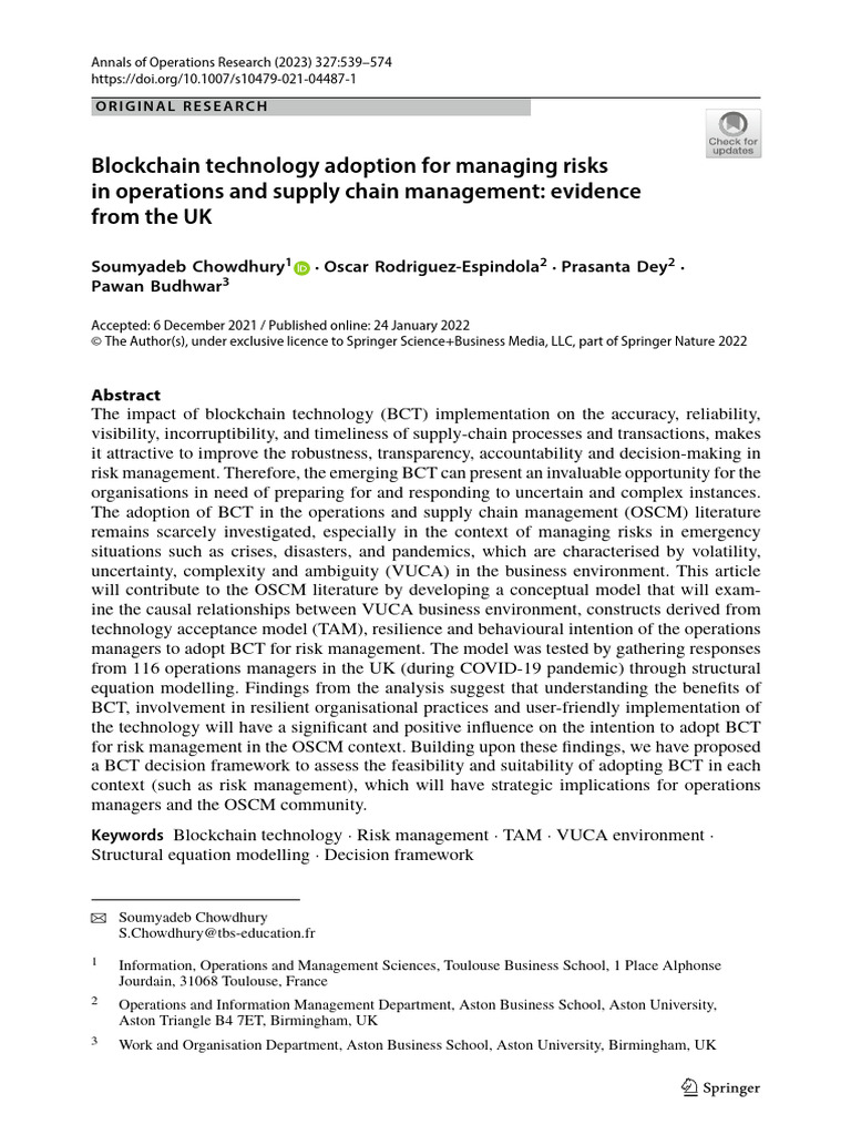 Blockchain Technology Adoption | PDF