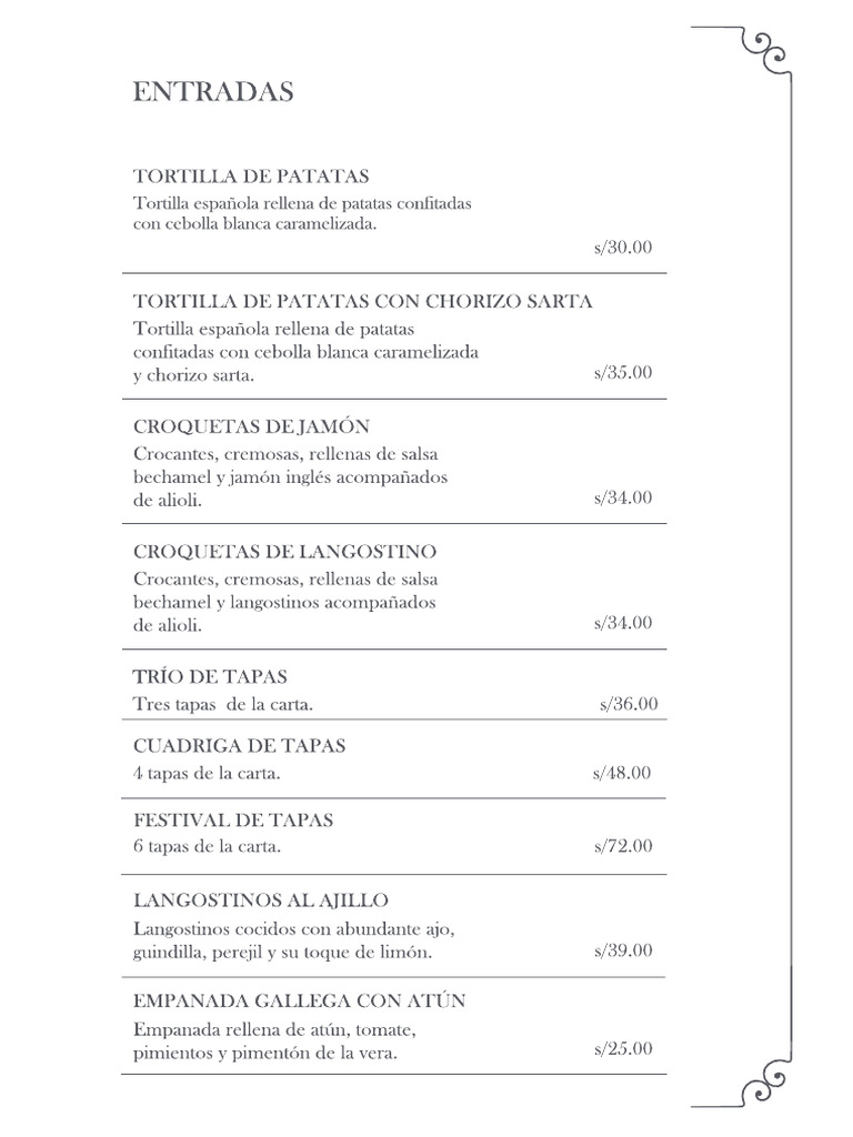 Restaurante Carta 2024 | PDF