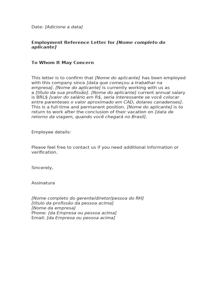 Employment Reference Letter | PDF