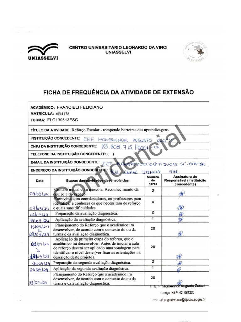 Ficha de Frequência Corrigida | PDF