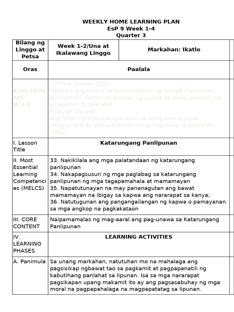 EsP9 WHLP Q3 Week 1 4 2024 | PDF