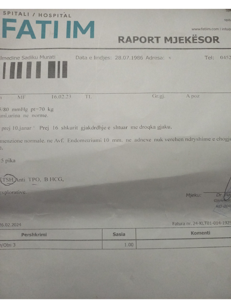 Fati Im Raporti Mjeksor | PDF