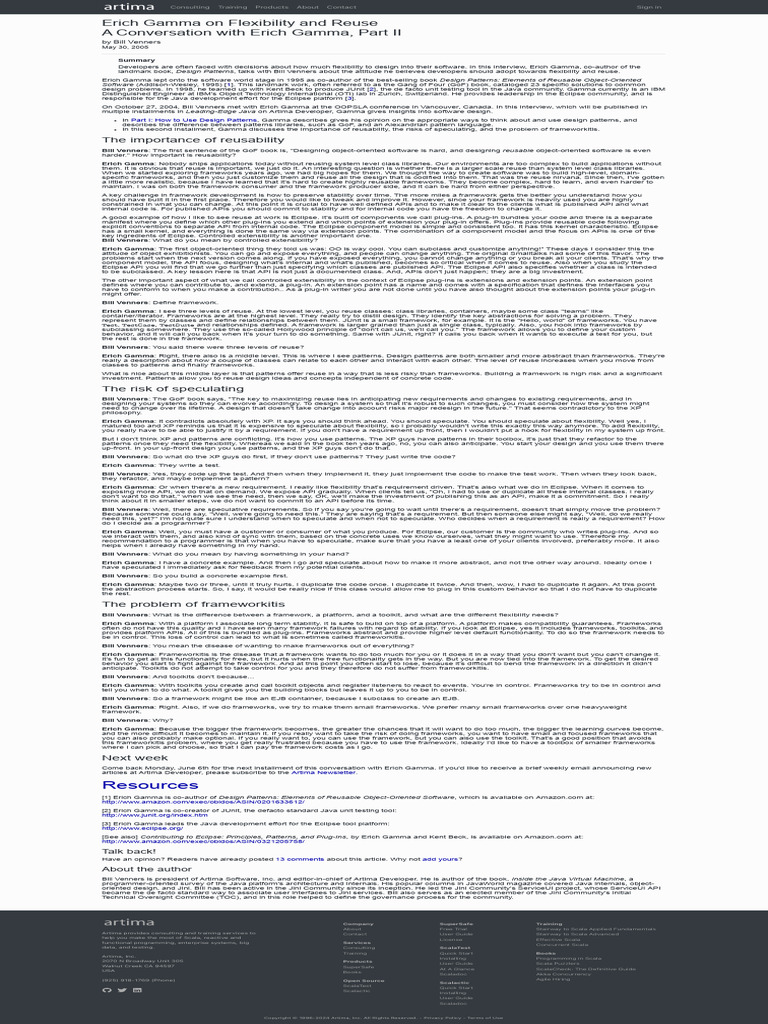 Erich Gamma On Flexibility and Reuse | PDF