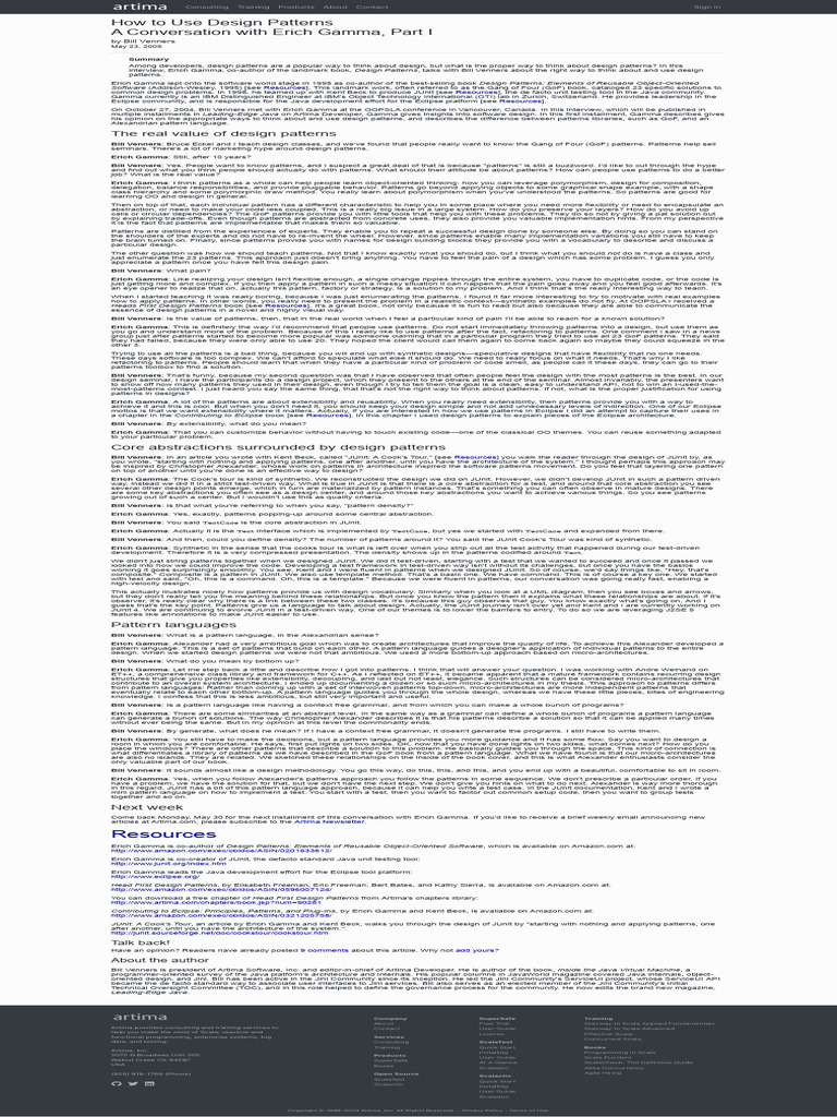 How To Use Design Patterns (Erich Gamma Interview) | PDF