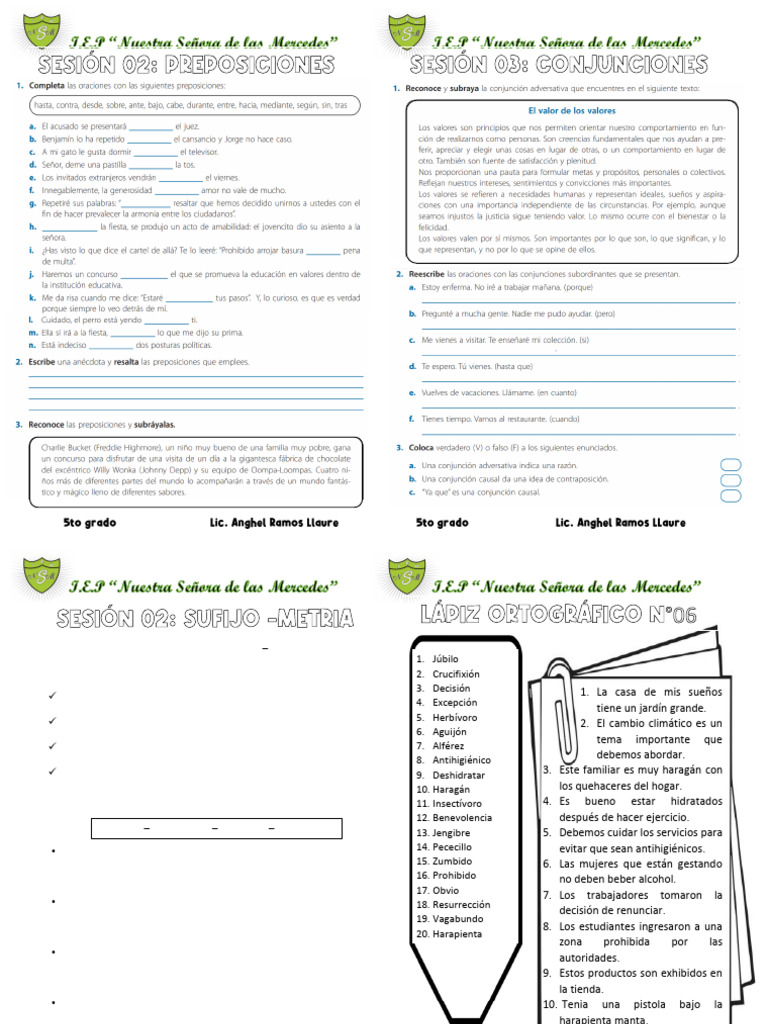 FICHA DE LA SEMANA 2 - 5to - VI UNIDAD | PDF