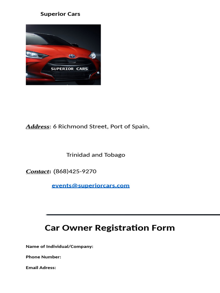 Car Show Fillable Form | PDF