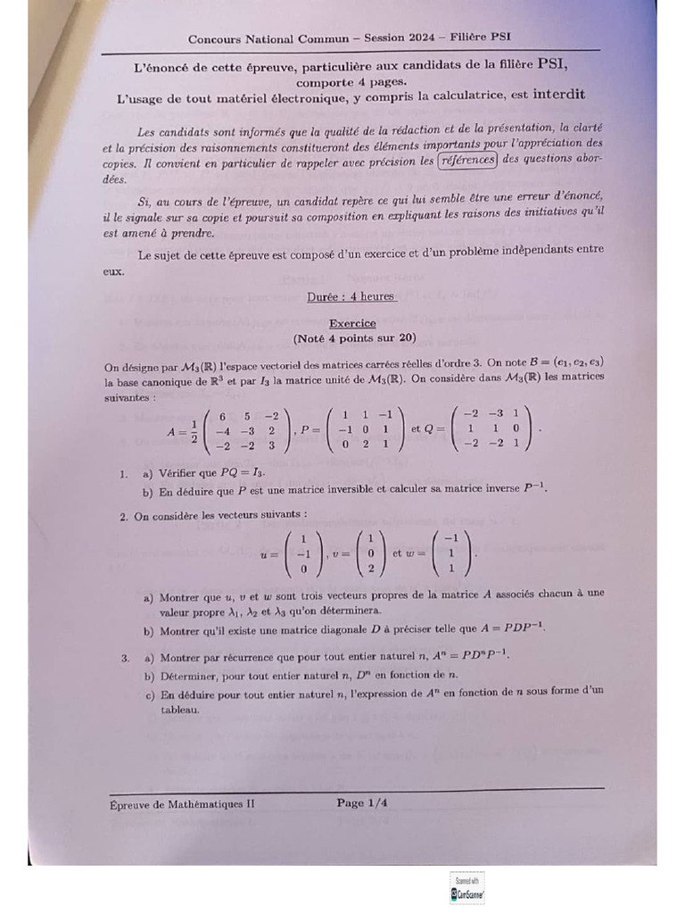 CNC 2024 Maths 2 | PDF