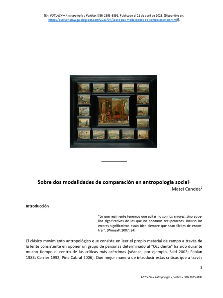 Comparación en Antropología Social | PDF | Antropología | Etnografía
