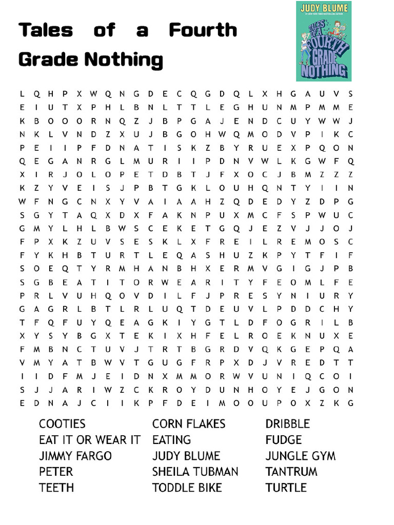 Tales of A Fourth Grade Nothing - WORDSEARCH | PDF