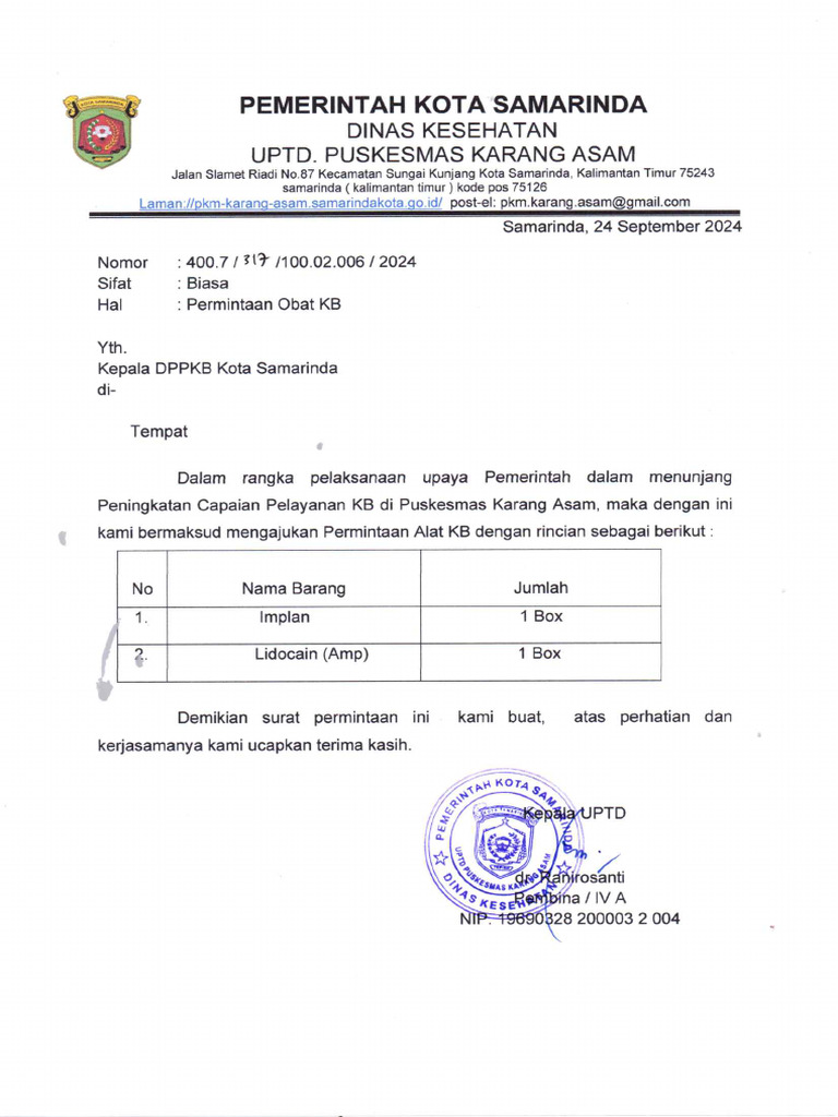 Permintaan Obat KB | PDF