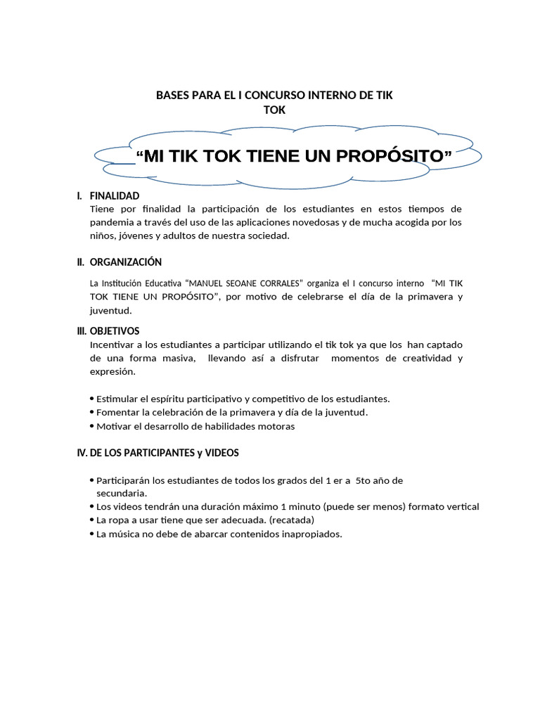 Bases Concurso Tik Tok | PDF