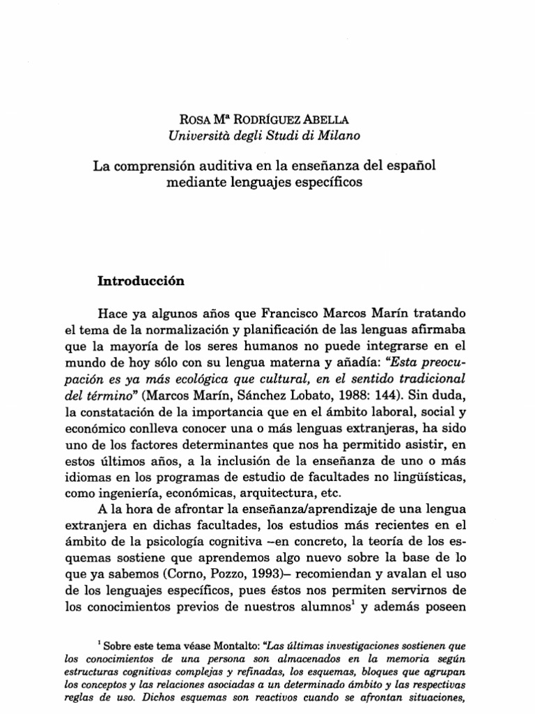 Comprensión auditiva en español E/LE | PDF | Palabra | Comprensión