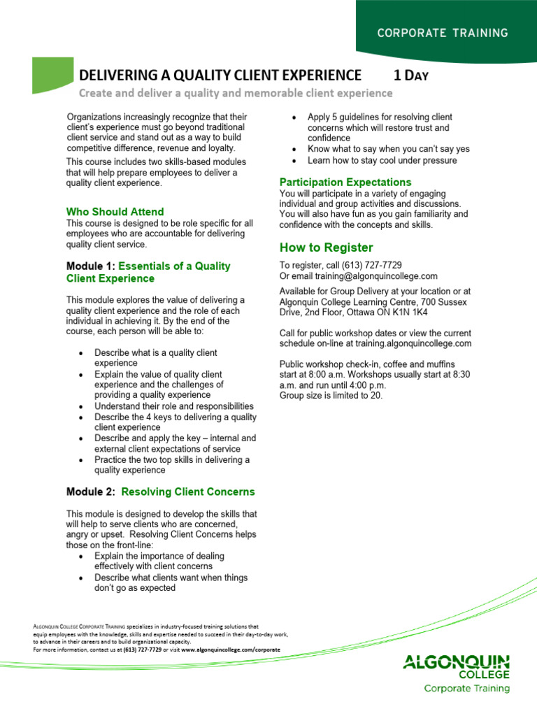 Delivering A Quality Client Experience | PDF