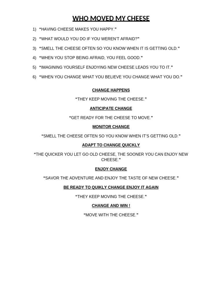 Who Moved My Cheese | PDF