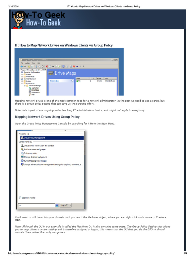 IT - How To Map Network Drives On Windows Clients Via Group Policy | PDF | Group Policy | Business