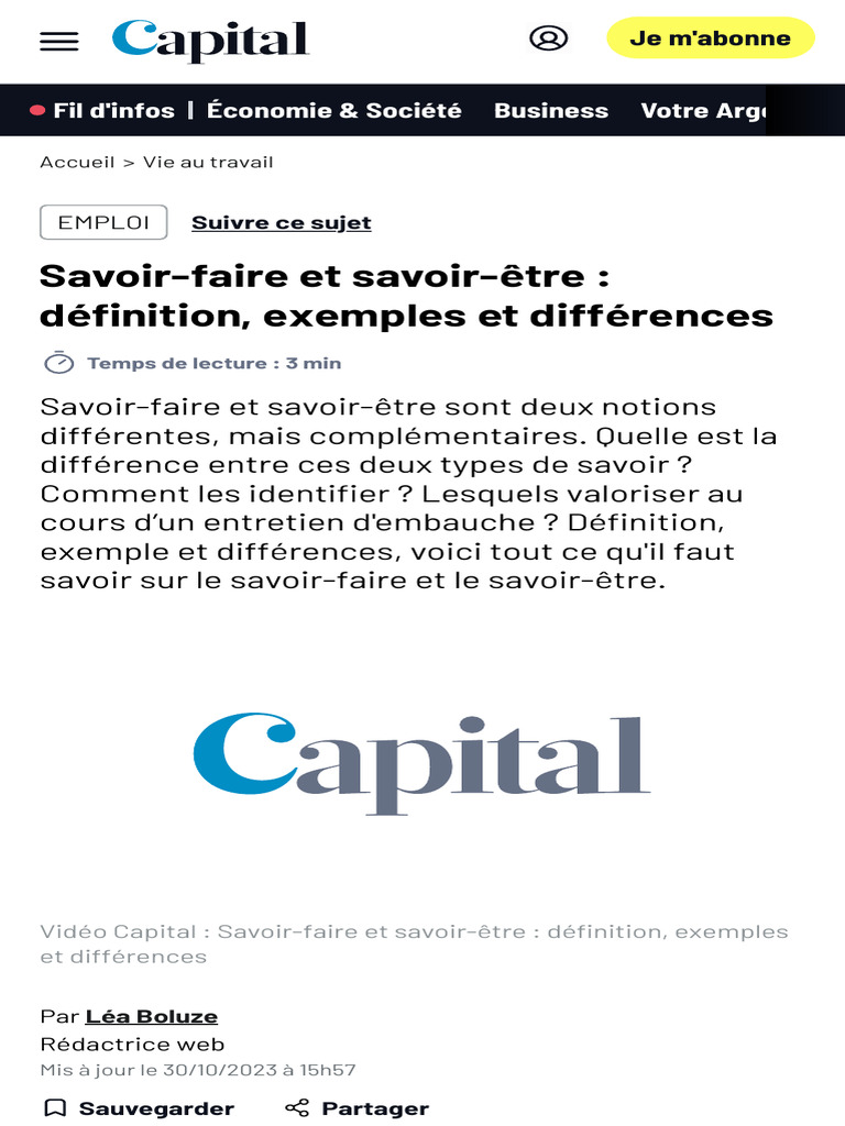 Savoir-Faire Et Savoir-Être Définition, Exemple | PDF Savoir-Faire Et Savoir-Être Définition, Exemple | PDF