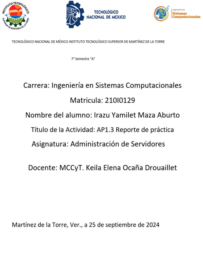 AP1.3 Reporte de Práctica Maza Aburto Irazu Yamilet | PDF