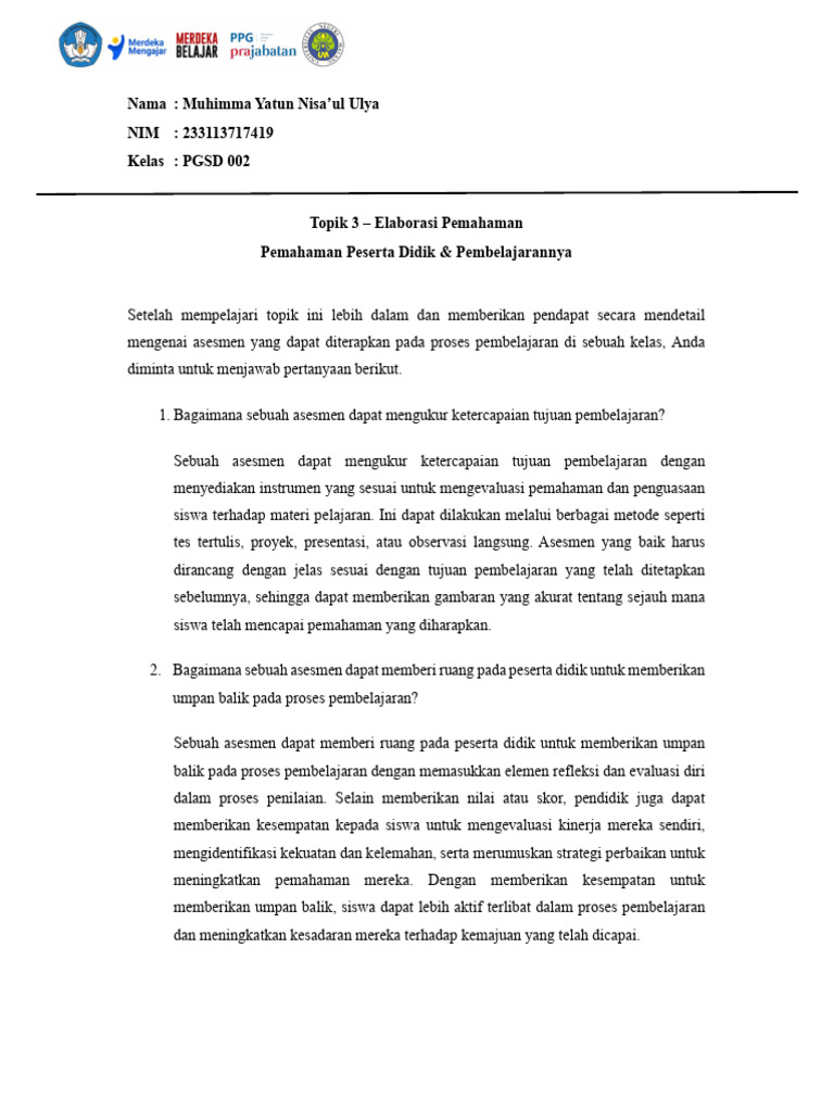 Topik 3 - Elaborasi Pemahaman - PPDP | PDF