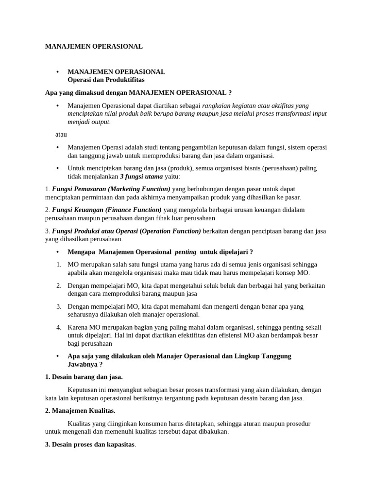 Manajemen Operasional | PDF