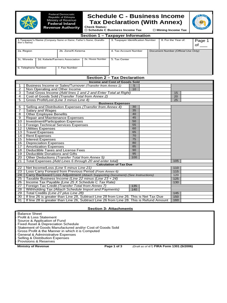 Schedule C Form With Annex & Instructions V 14 | PDF