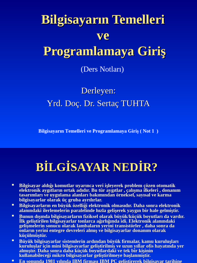 Bilgisayarlarin Temelleri | PDF