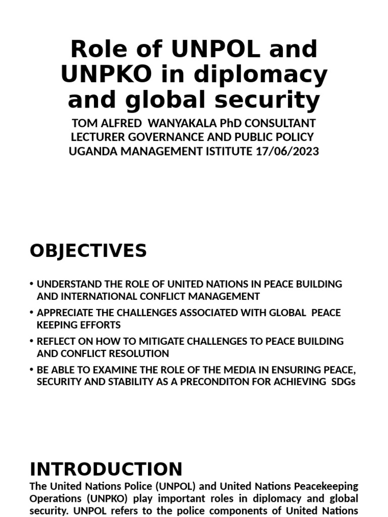 Role of Role of UNPOL and UNPKO UMI TOM 2023 | PDF