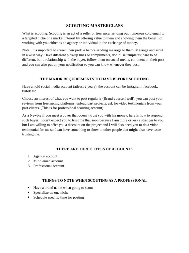 Scouting Masterclass | PDF