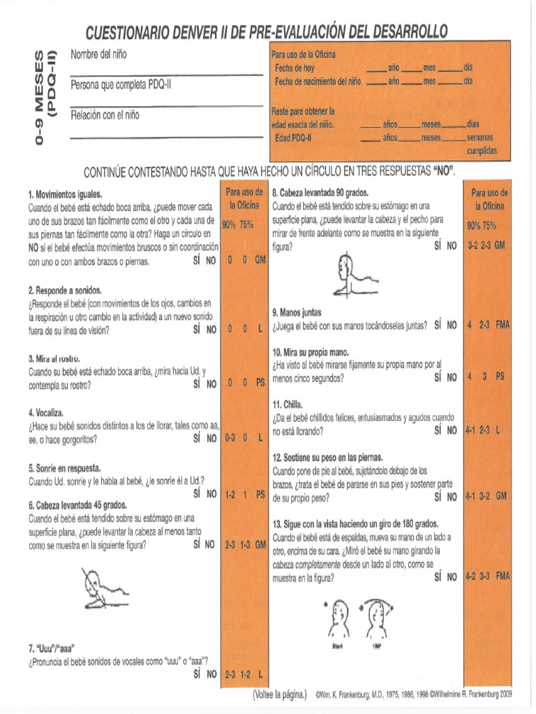 DENVER-II PDQ-II 0-9 Meses | PDF