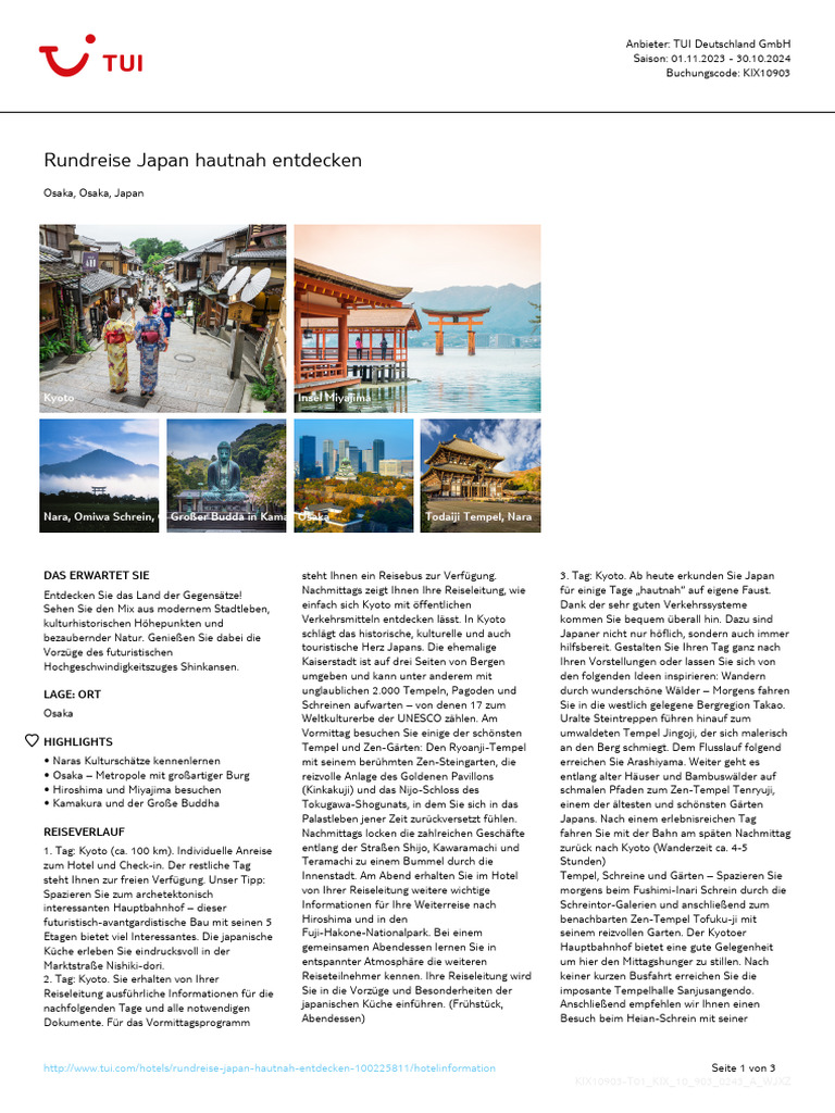 Japan TUI Rundreise | PDF