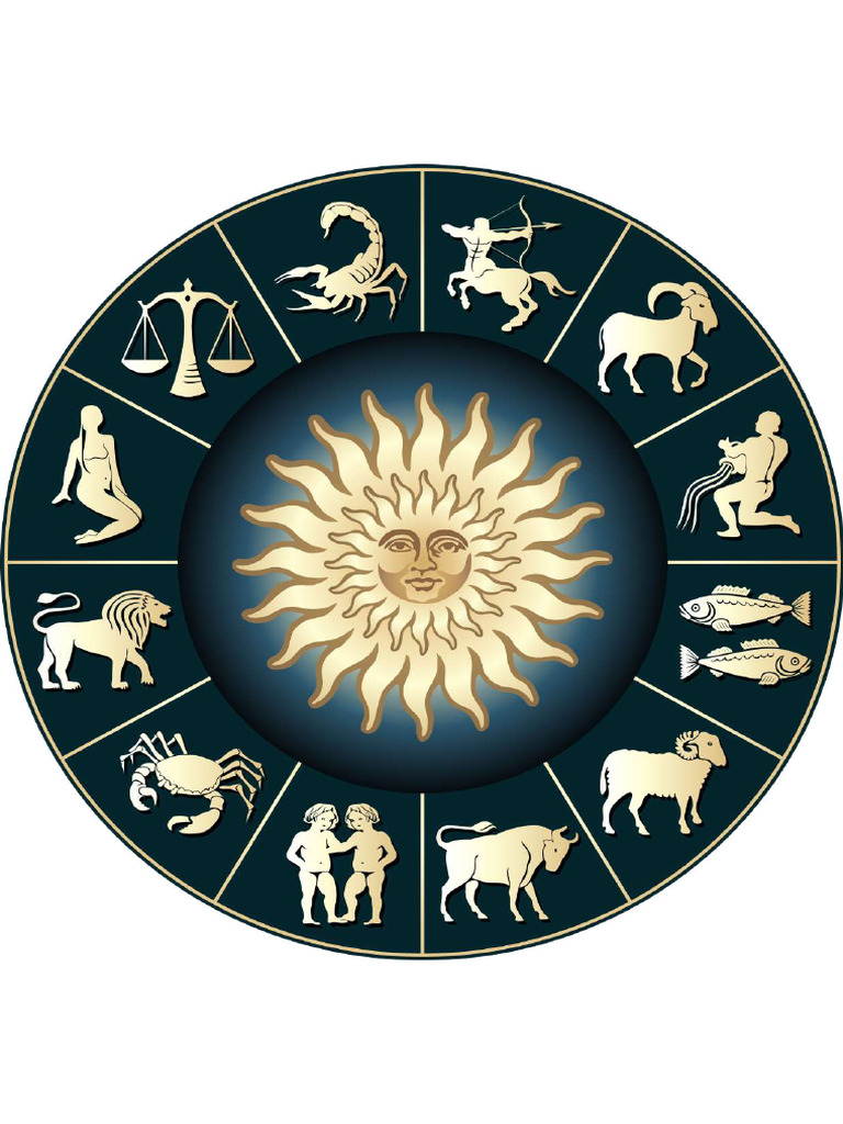 Astrological Wheel With All Zodiac Signs in Blue Accent | PDF