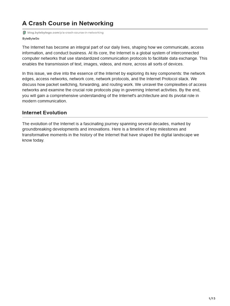 A Crash Course in Networking | PDF