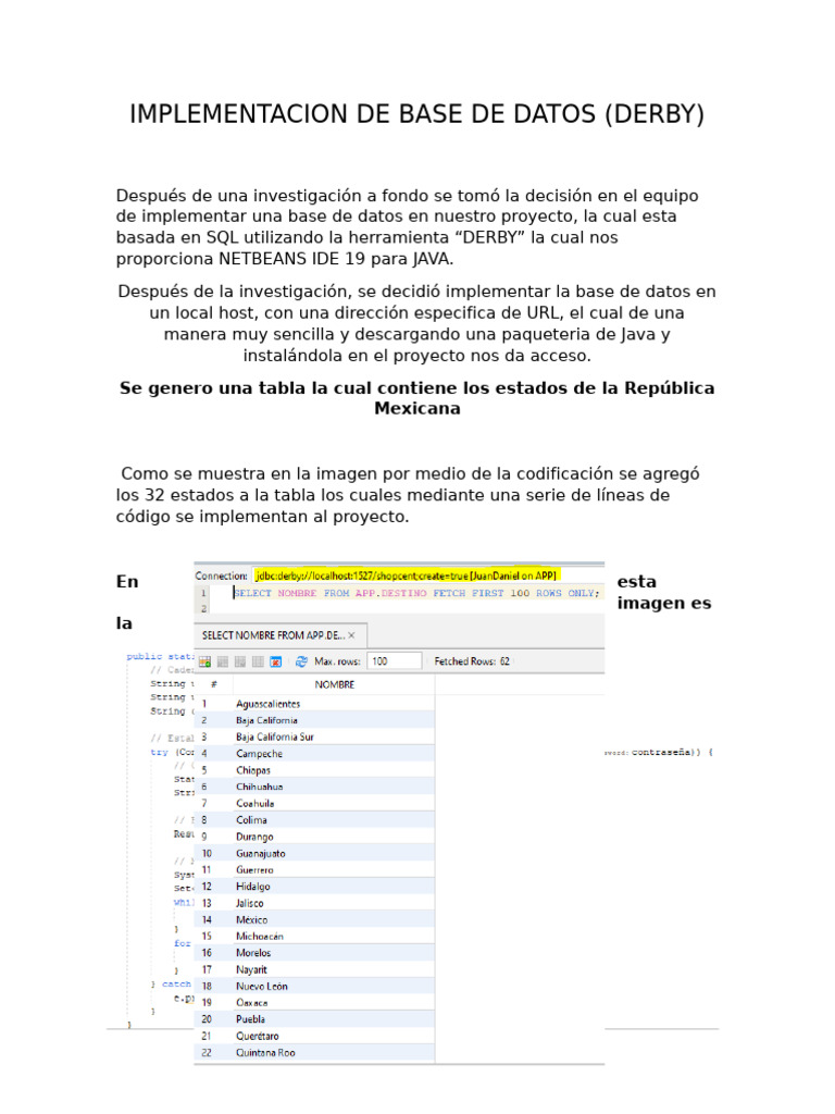 Implementacion de Base de Datos | PDF