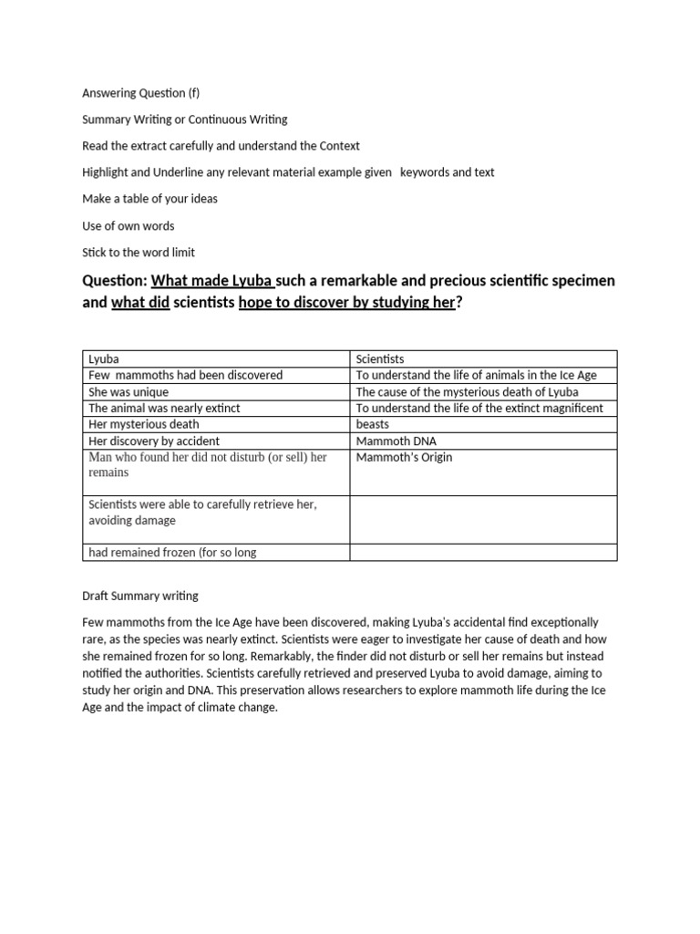 Answering Question F-Summary Writing | PDF