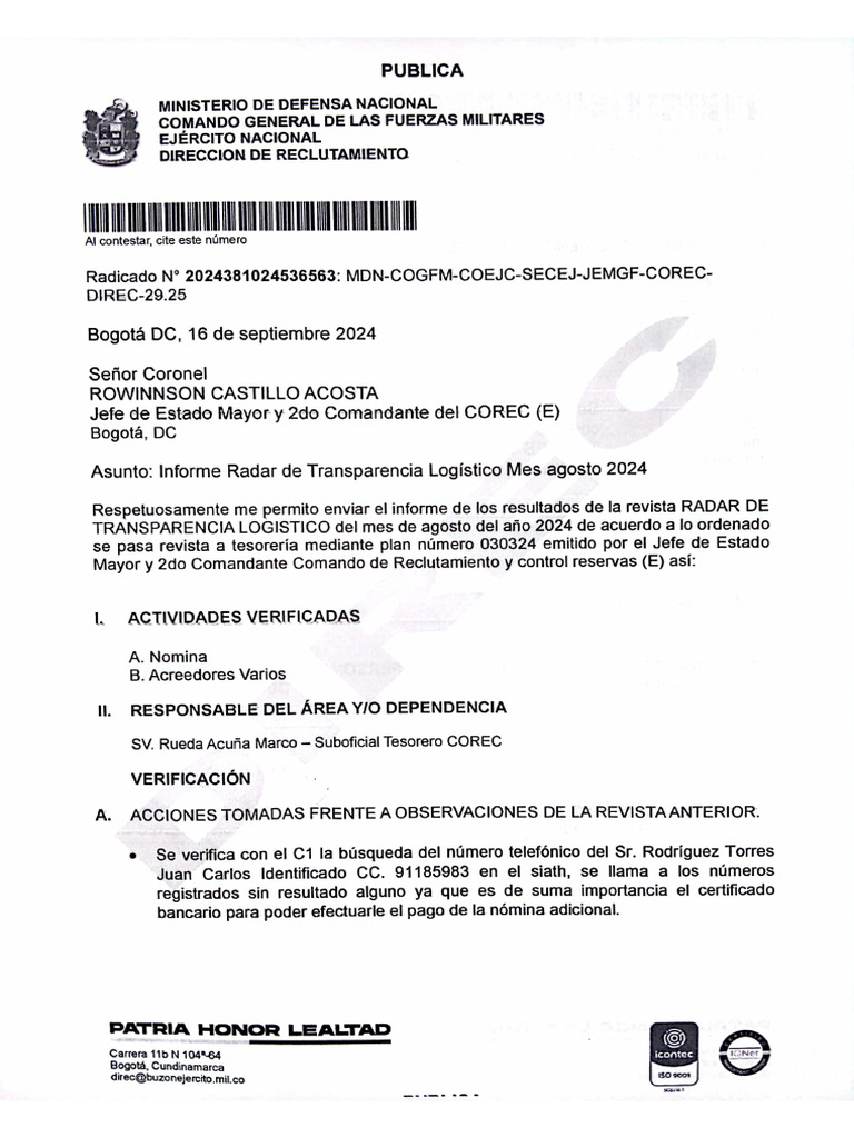 Informe Tesoreria | PDF