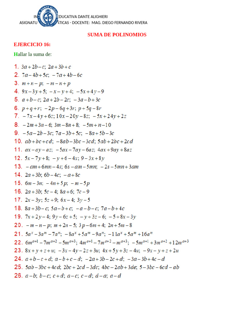 Ejercicio 16 Algebra Baldor | PDF