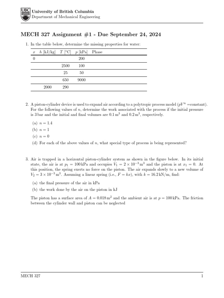 MECH 327 Assignment 1 | PDF
