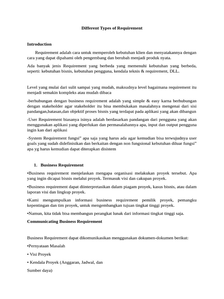 Different Types of Requirement | PDF