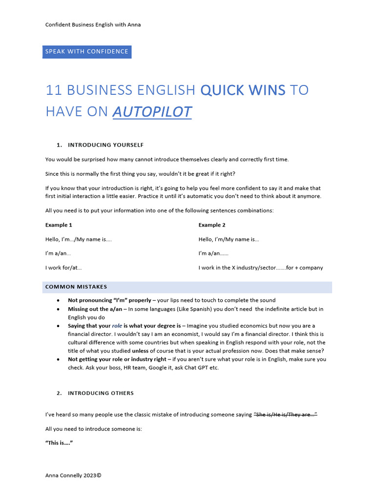 11 Business English Quick Wins To Have On Autopilot | PDF