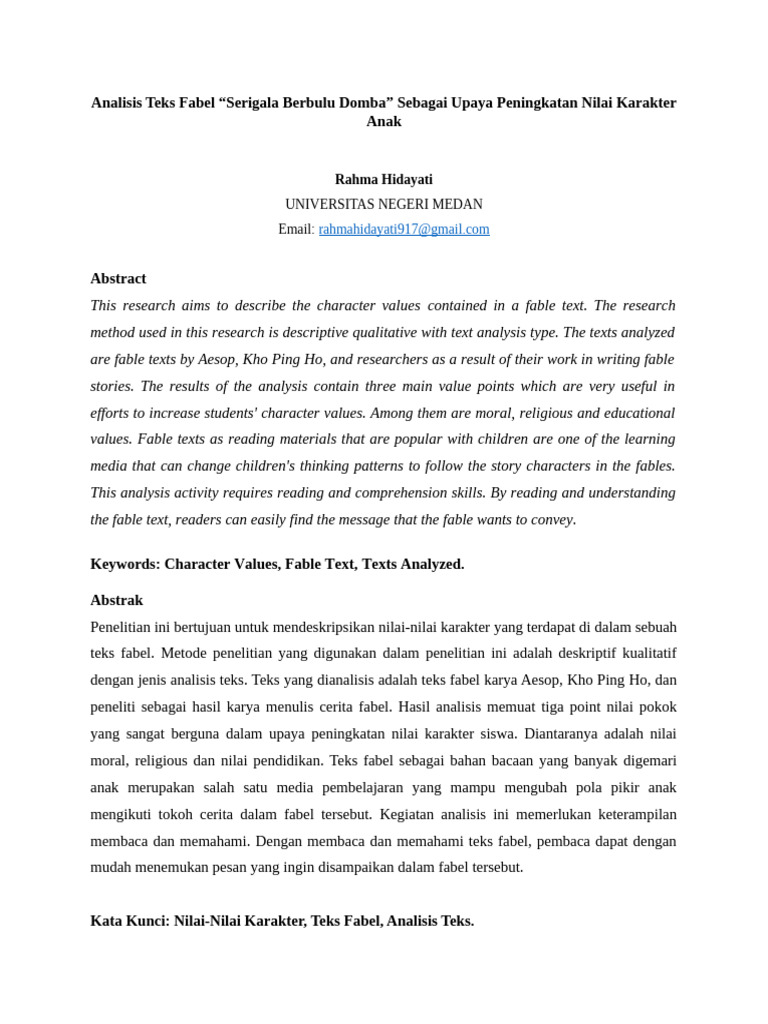 Analisis Teks Fabel Kancil | PDF