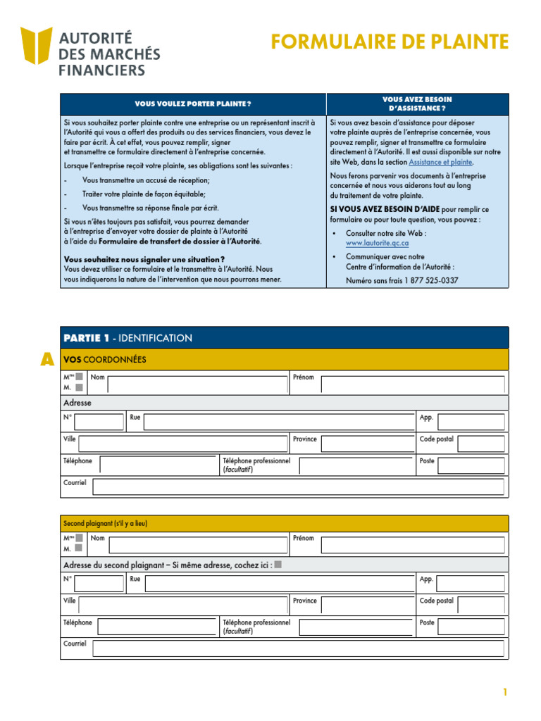 GP Plainte - Formulaire Plainte FR | PDF