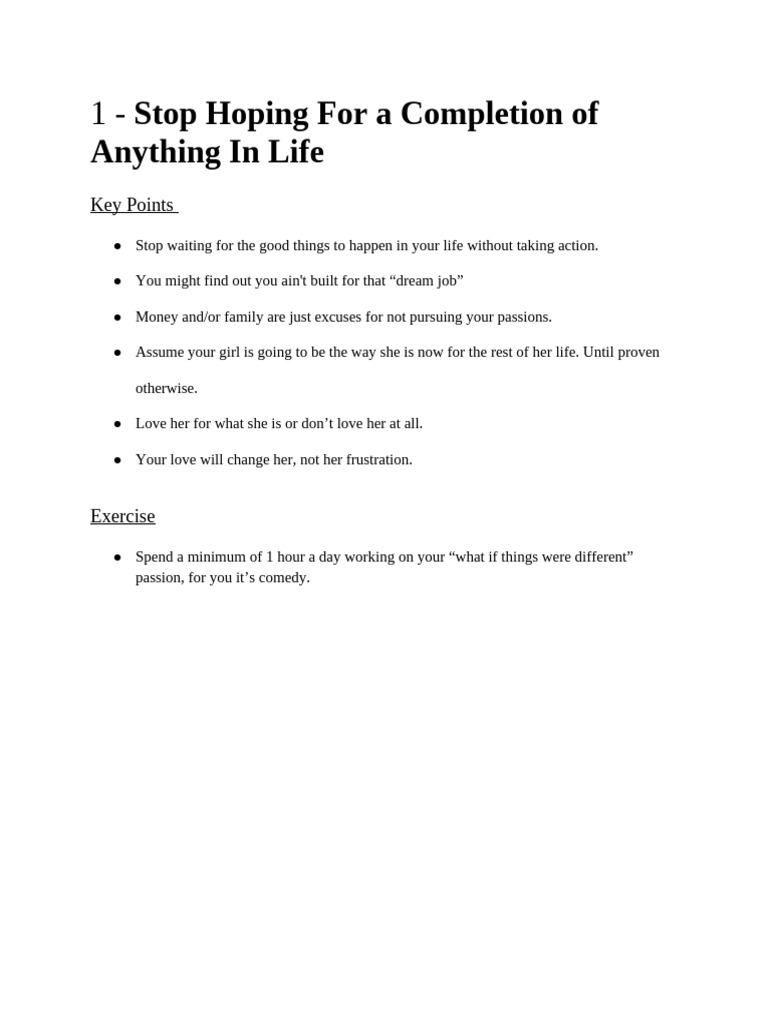 1 - Stop Hoping For A Completion of Anything in Life | PDF