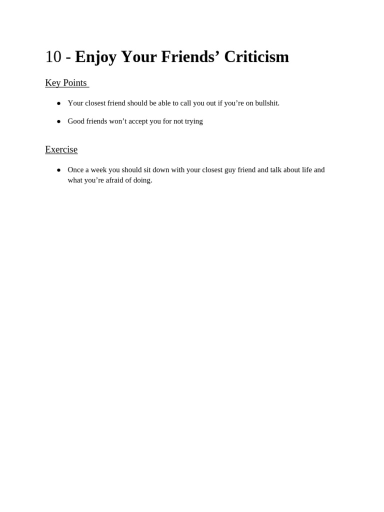 10 - Enjoy Your Friends' Criticism | PDF