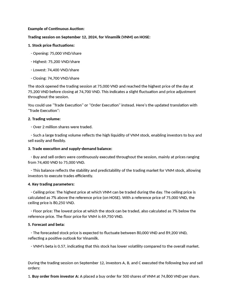 Example of Continuous Auction | PDF | Stocks | Business