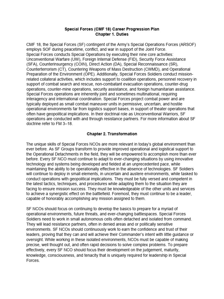 Da Pam 600 25 cmf18 Special Forces | PDF