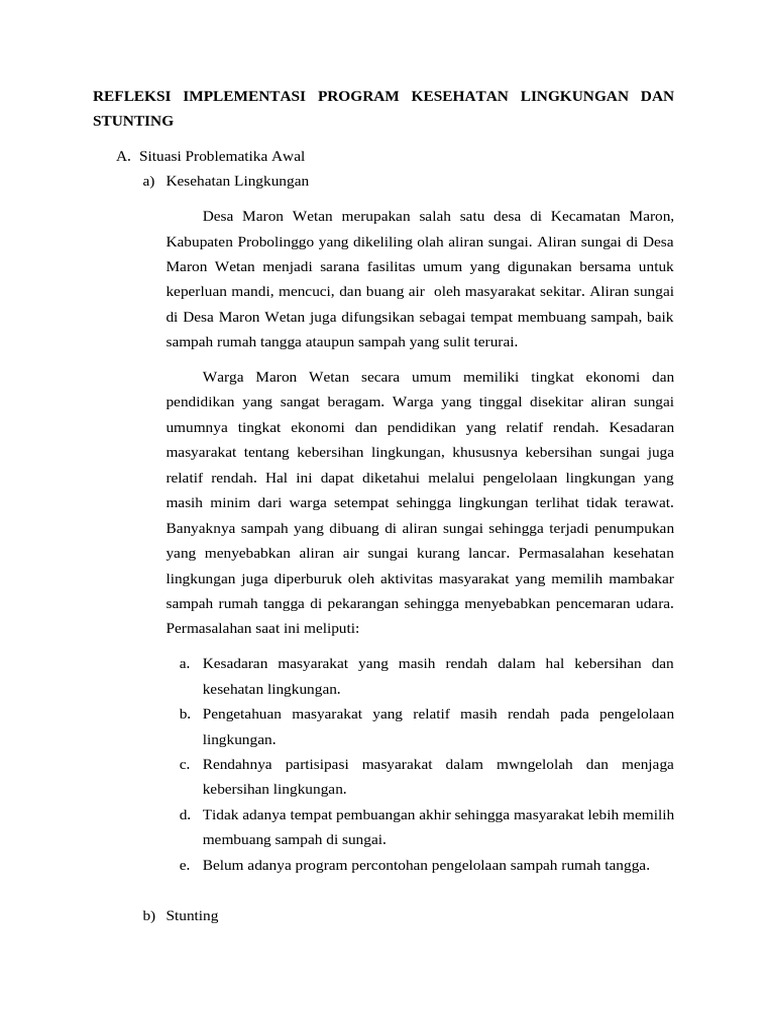 Bab 7 Refleksi Implementasi Program Kesehatan Lingkungan Dan Stunting | PDF